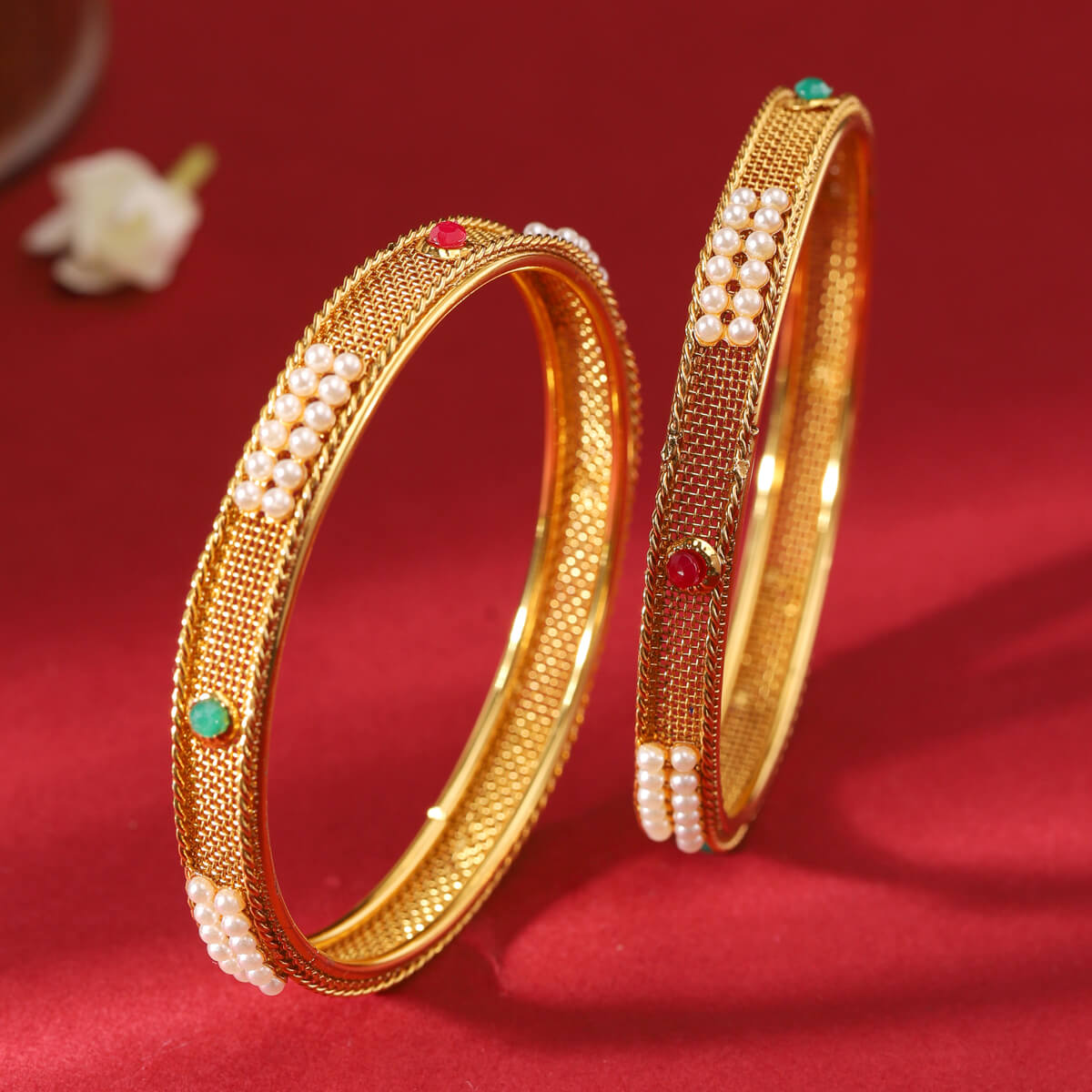 Kundan Bangle With Pearls – Caratcharm
